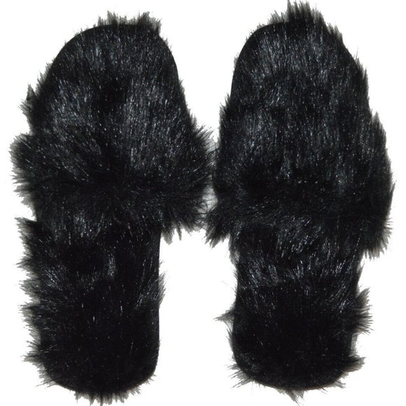 GAP | Shoes | Gap Nwt Womens Black Faux Fur Slipon Slippers S 56 M 78 L ...